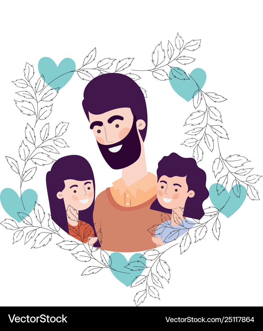 Father with children avatar character Royalty Free Vector