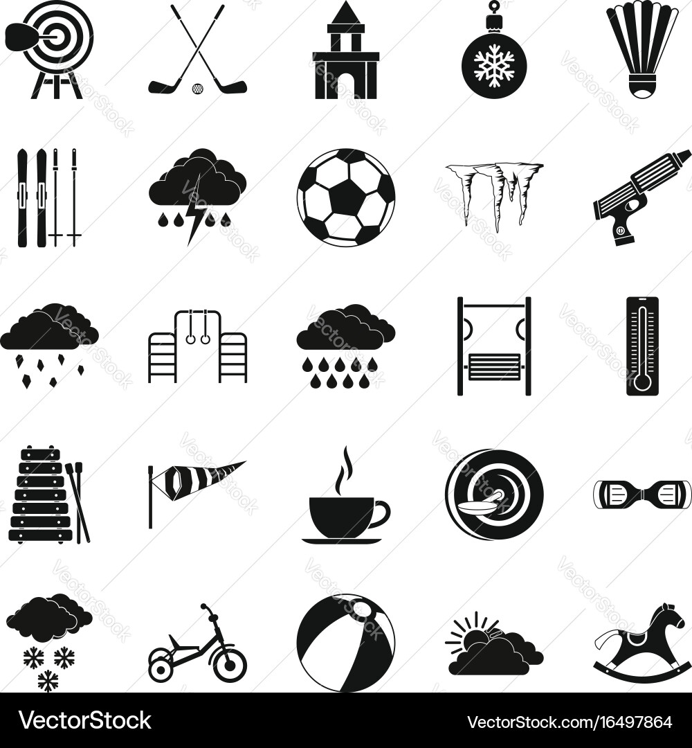 Kid game icons set simple style Royalty Free Vector Image