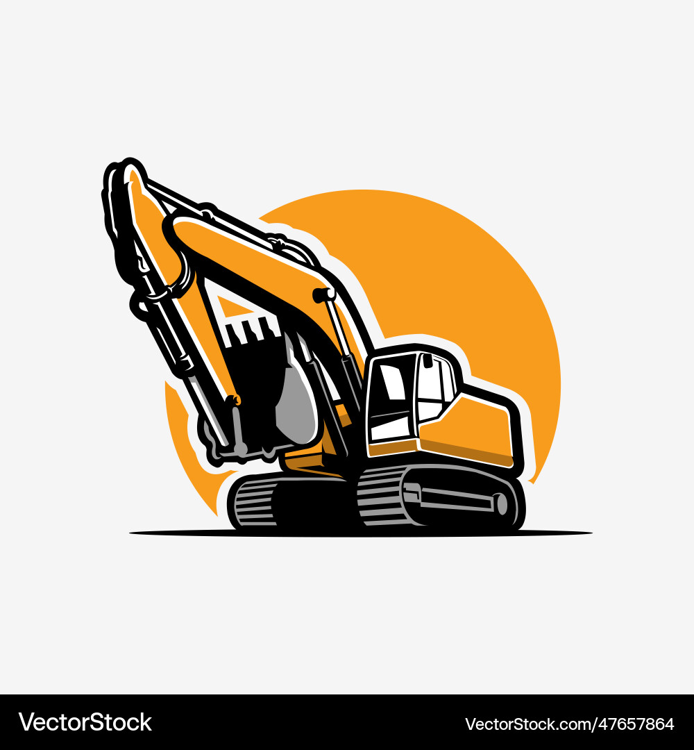 Yellow bold excavator art isolated in white Vector Image