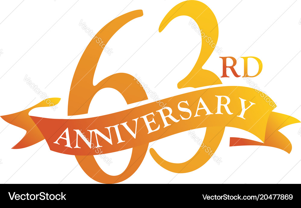 63 year ribbon anniversary Royalty Free Vector Image