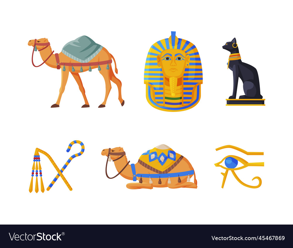 Ancient egypt symbols set egyptian traditional Vector Image Ancient egypt symbols set egyptian traditional Vector Image