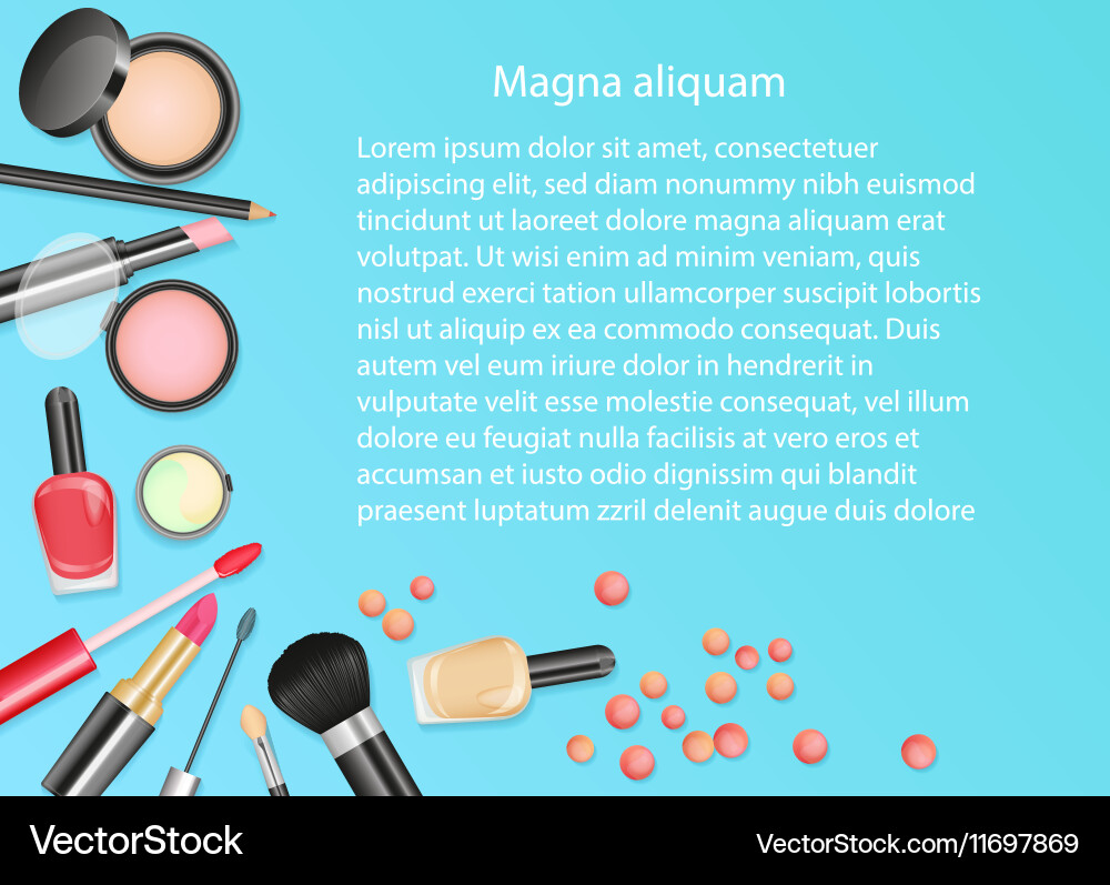 Beauty cosmetics makeup with cosmetic tools Vector Image