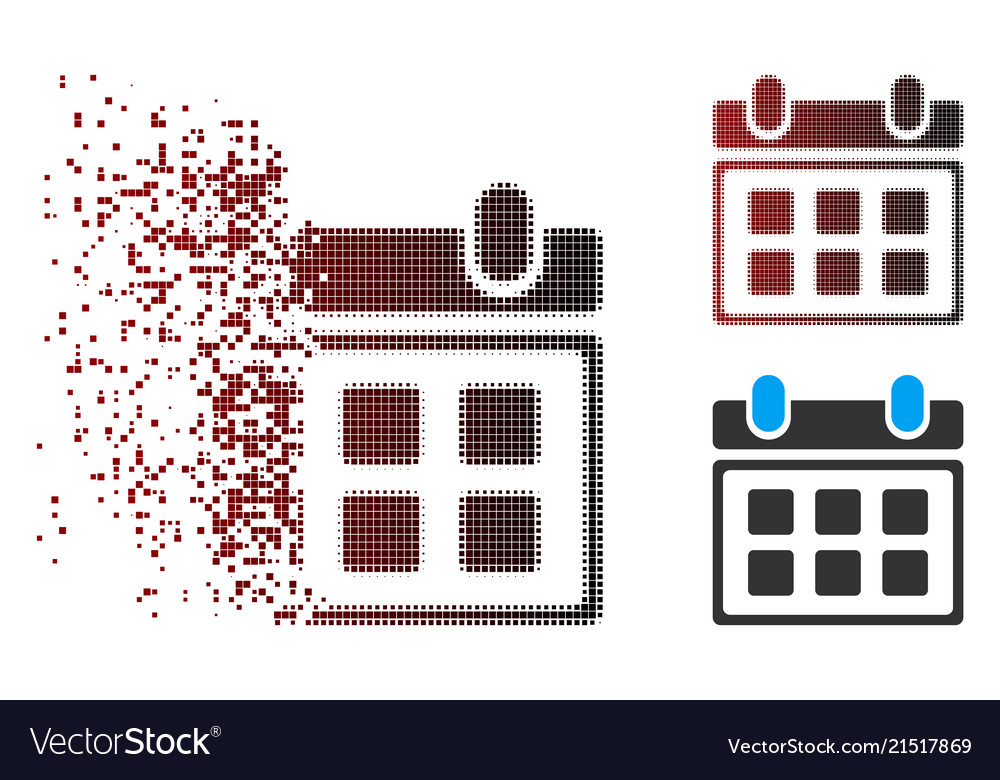 Dispersed pixel halftone calendar icon Royalty Free Vector Dispersed pixel halftone calendar icon Royalty Free Vector