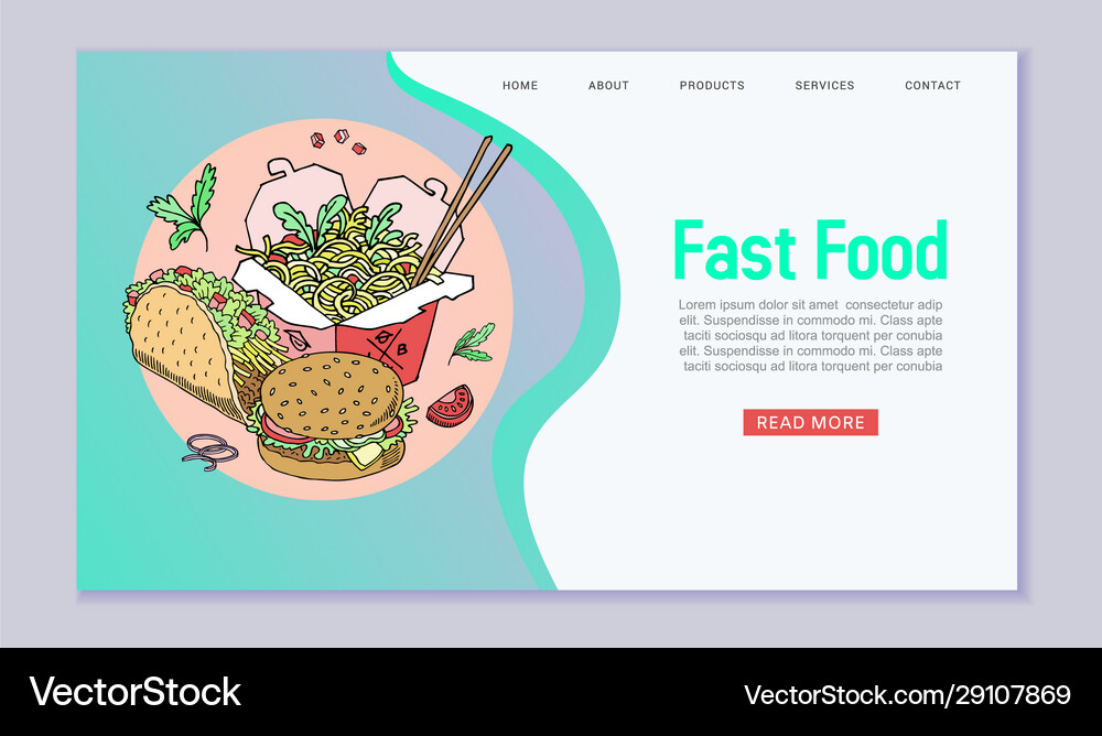 Fast food webpage food Royalty Free Vector Image