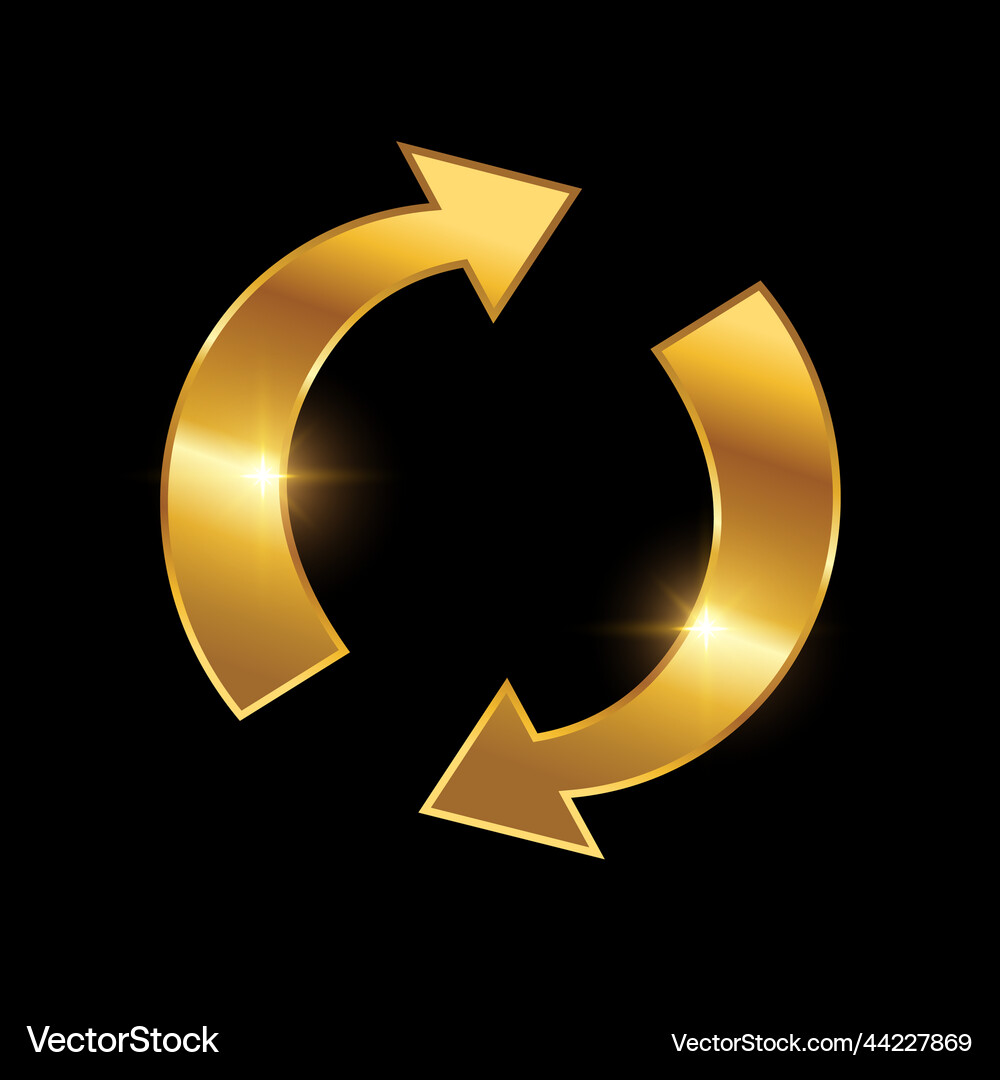Golden circle arrow sign Royalty Free Vector Image