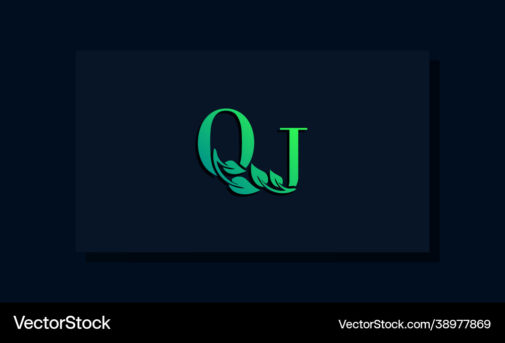 Minimal leaf style initial qj logo Royalty Free Vector Image