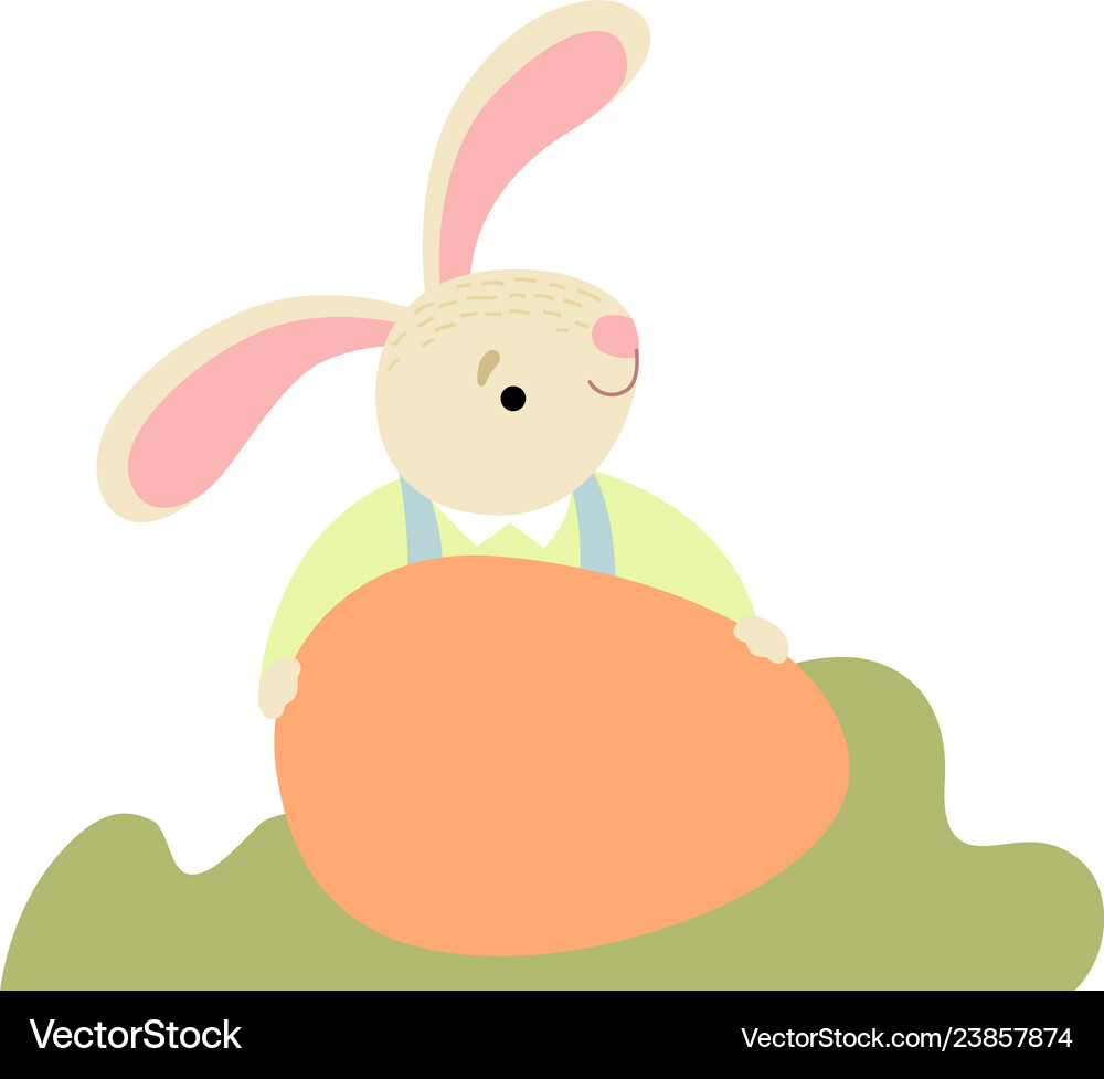 Cute bunny holding big egg happy easter design Vector Image
