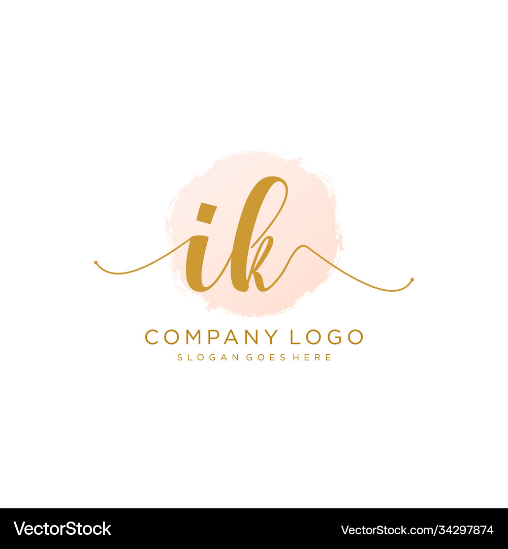 Initial ik handwriting logo with circle template Vector Image