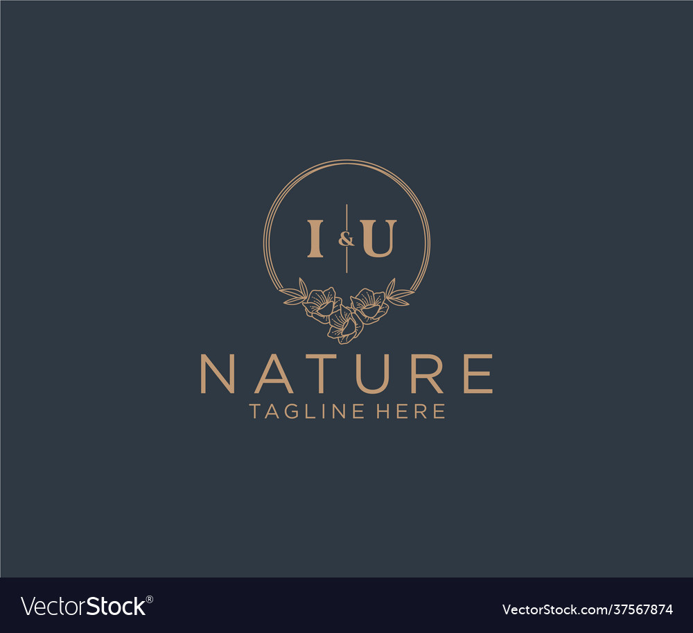 Initial iu letters floral frames botanical Vector Image Initial iu letters floral frames botanical Vector Image