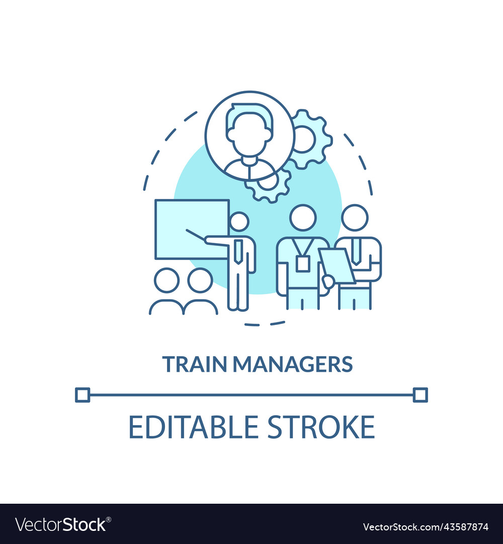 Train managers turquoise concept icon Royalty Free Vector Train managers turquoise concept icon Royalty Free Vector