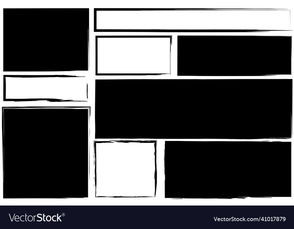 Grunge rectangular frames icon set abstract ink Vector Image