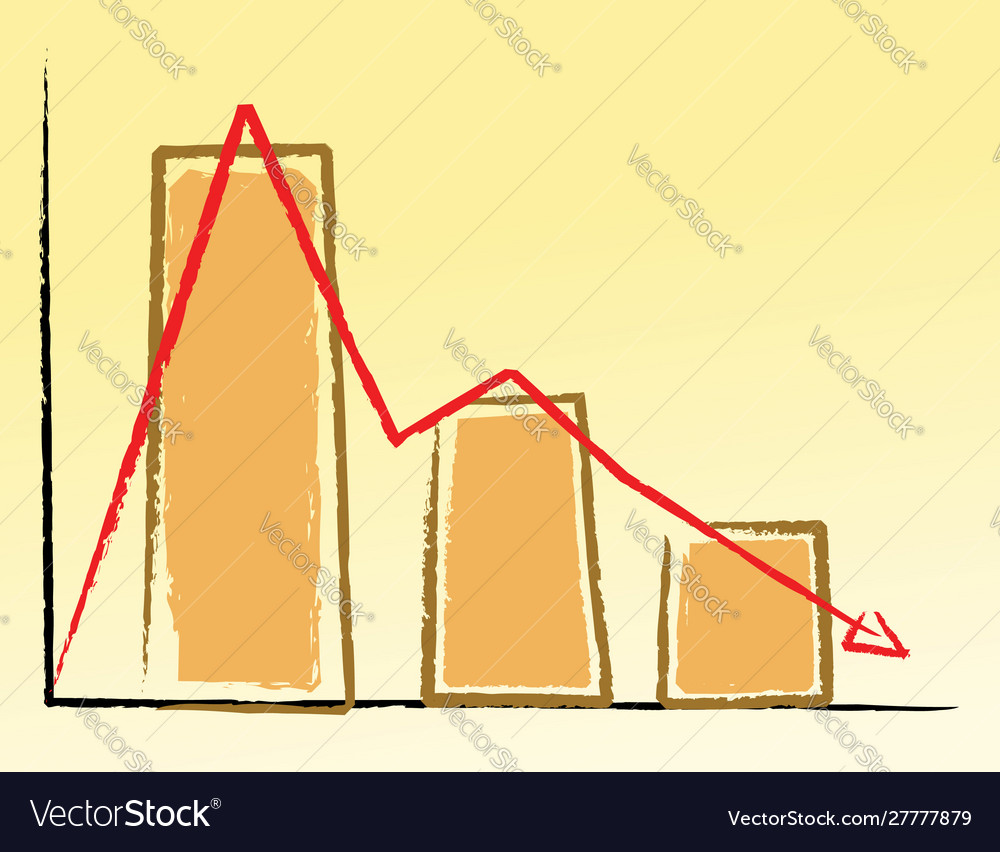 Hand write graph down Royalty Free Vector Image