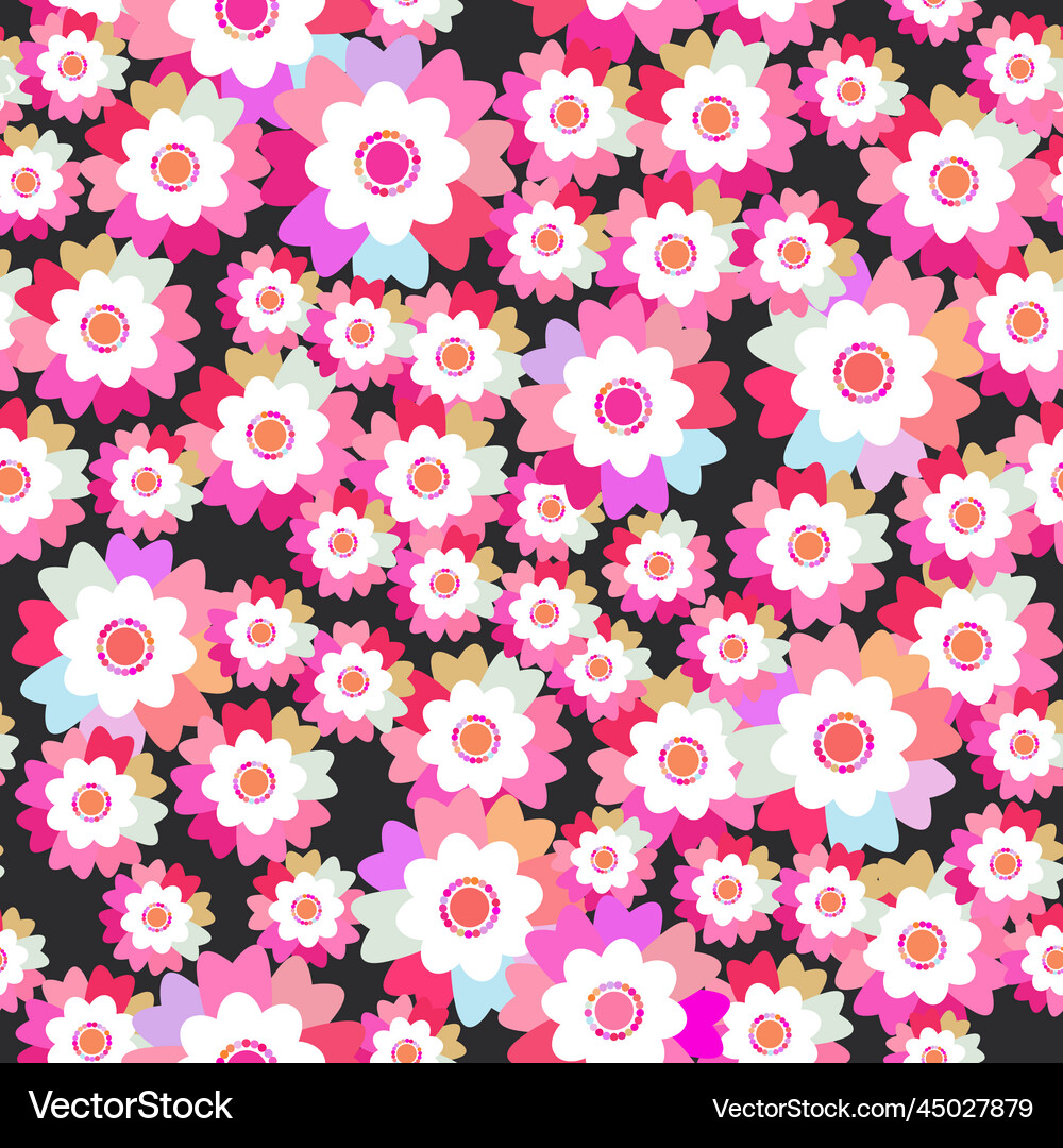 Seamless pattern bright pink purple flowers Vector Image