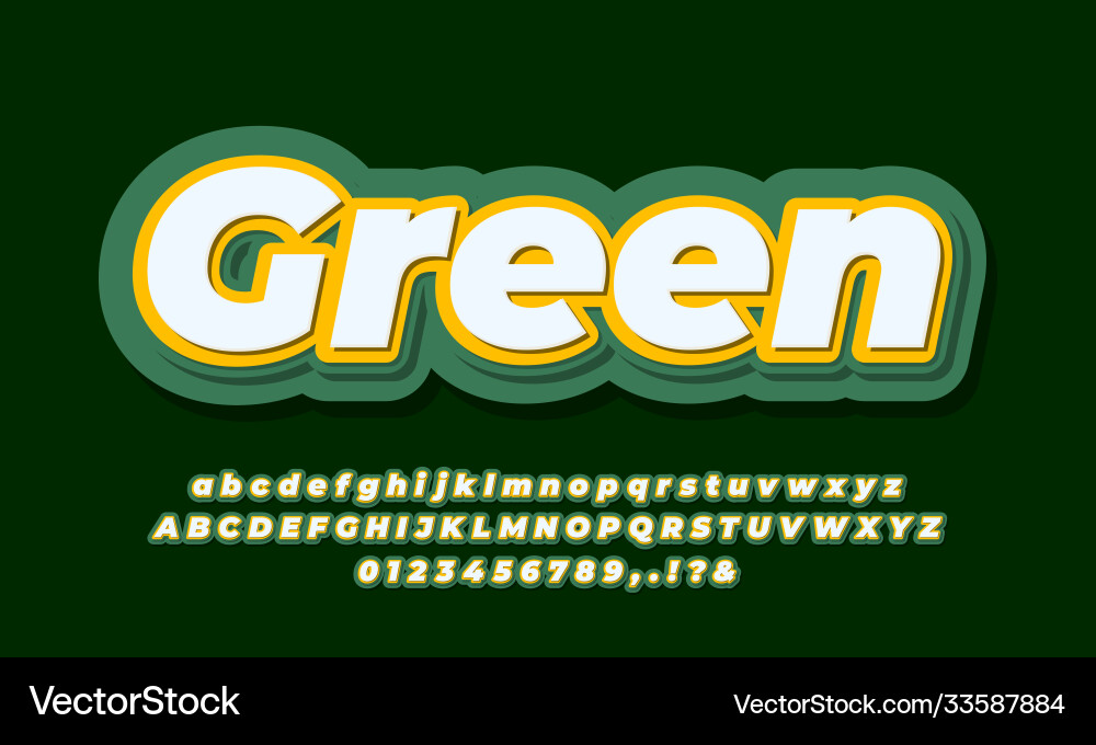 3d green and yellow text effect or font Royalty Free Vector
