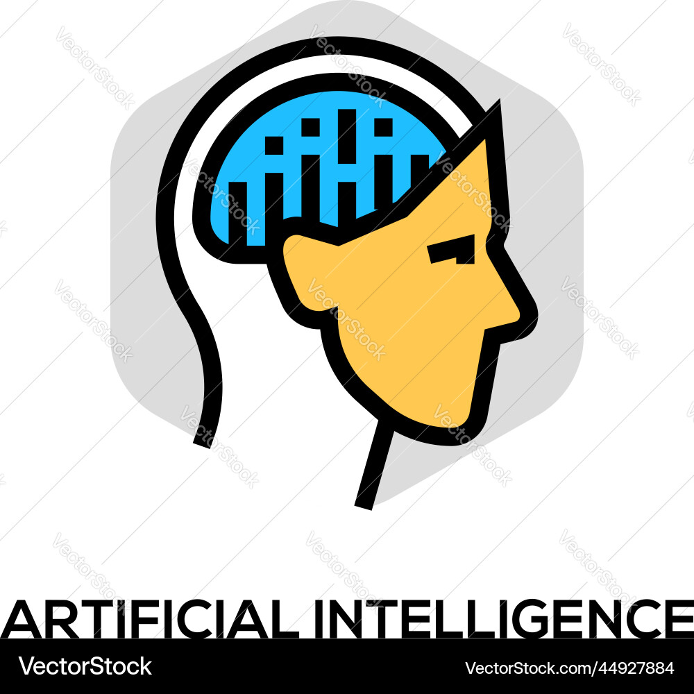 Artificial intelligence flat line icon Royalty Free Vector