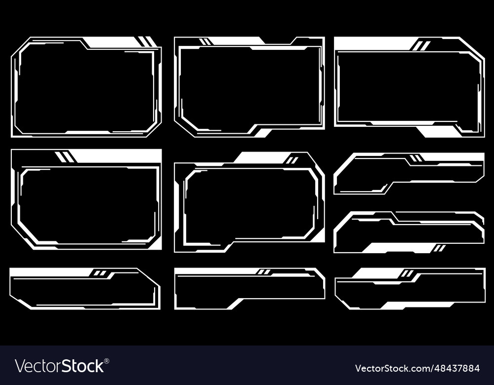 Hud frames white line user interface elements Vector Image