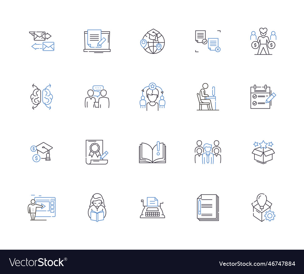Learning business outline icons collection Vector Image