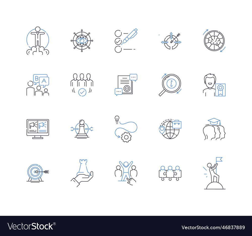 Conglomerate progress line icons collection Vector Image Conglomerate progress line icons collection Vector Image
