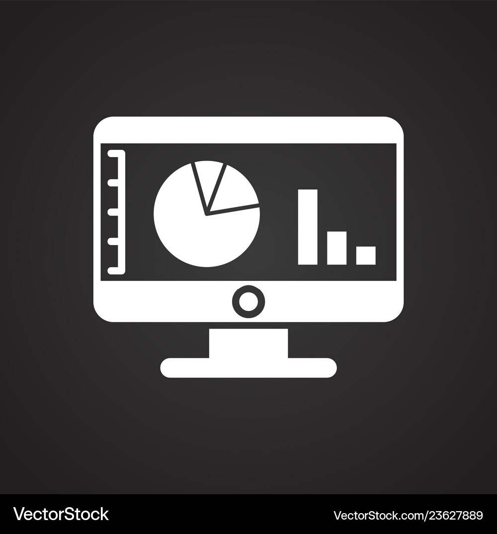 Data analysys icon on black background for graphic