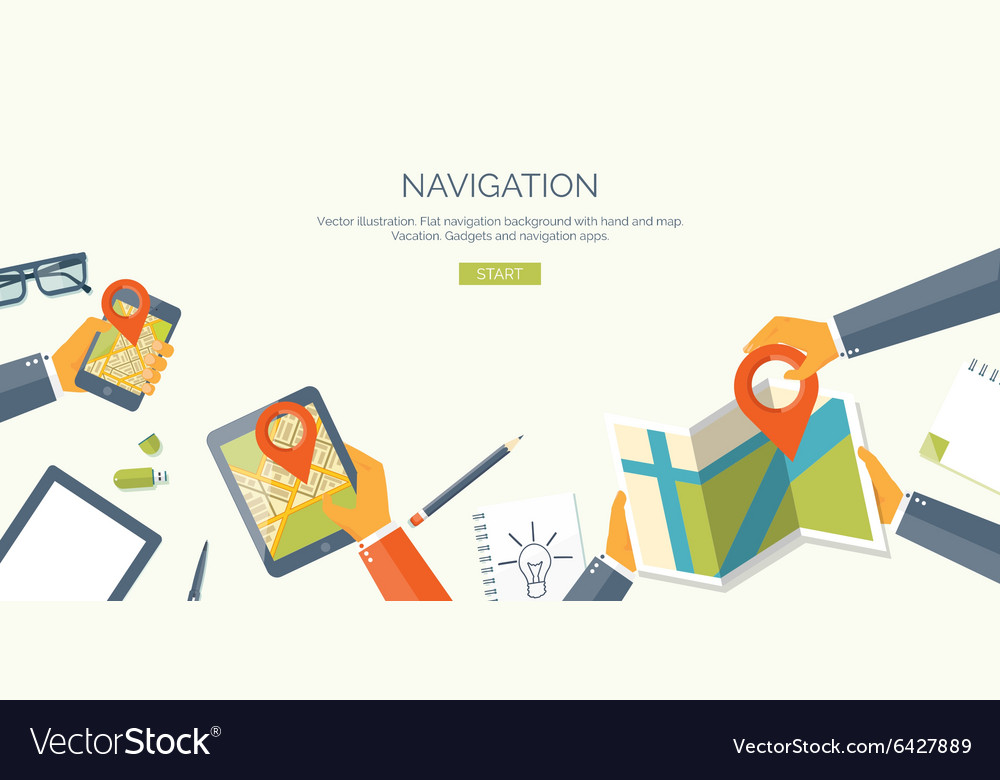 Flat header navigation Royalty Free Vector Image