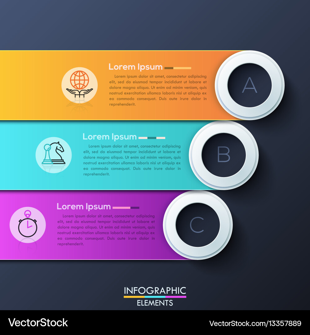 Modern infographic design template with 3 Vector Image