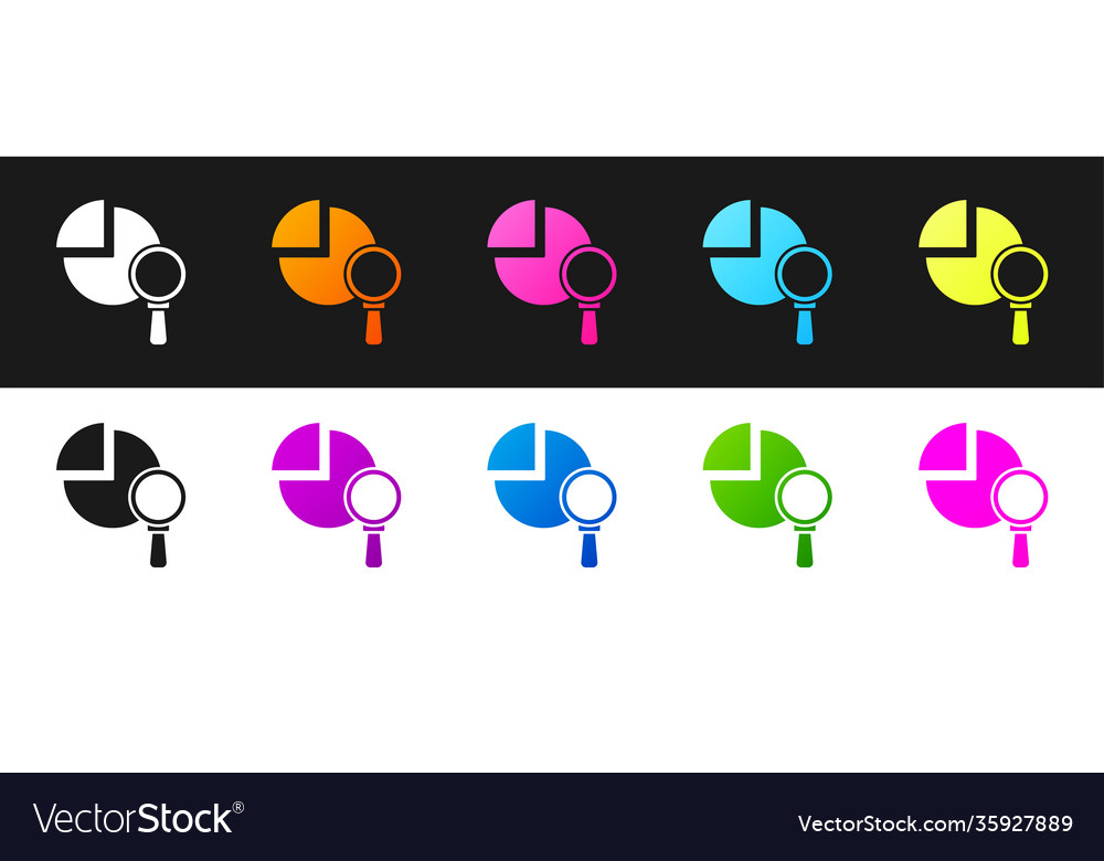 Set magnifying glass and data analysis icon Vector Image