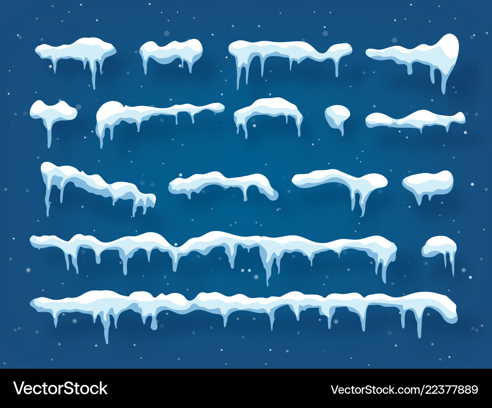 Snow ice cap with shadow snowfall and snowflakes Vector Image