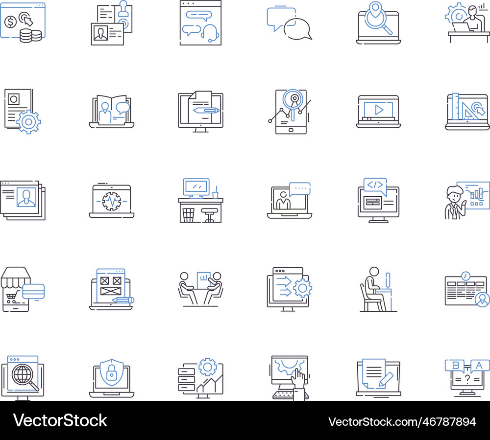 Internet enterprise line icons collection e Vector Image