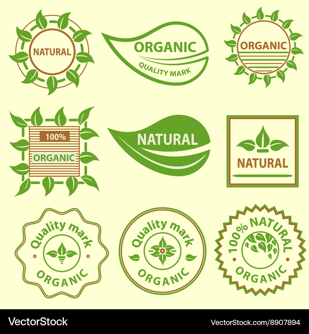 Organic products emblem quality mark logo Vector Image
