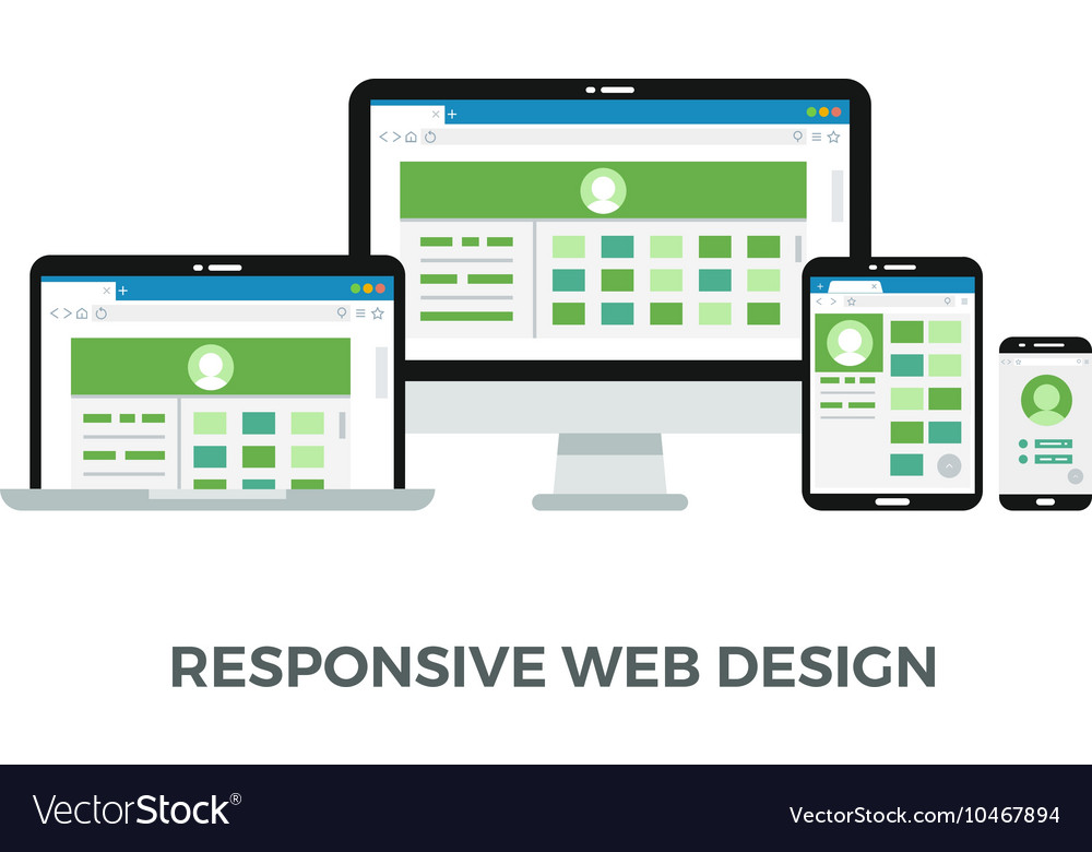 Responsive web design concept website page Vector Image Responsive web design concept website page Vector Image