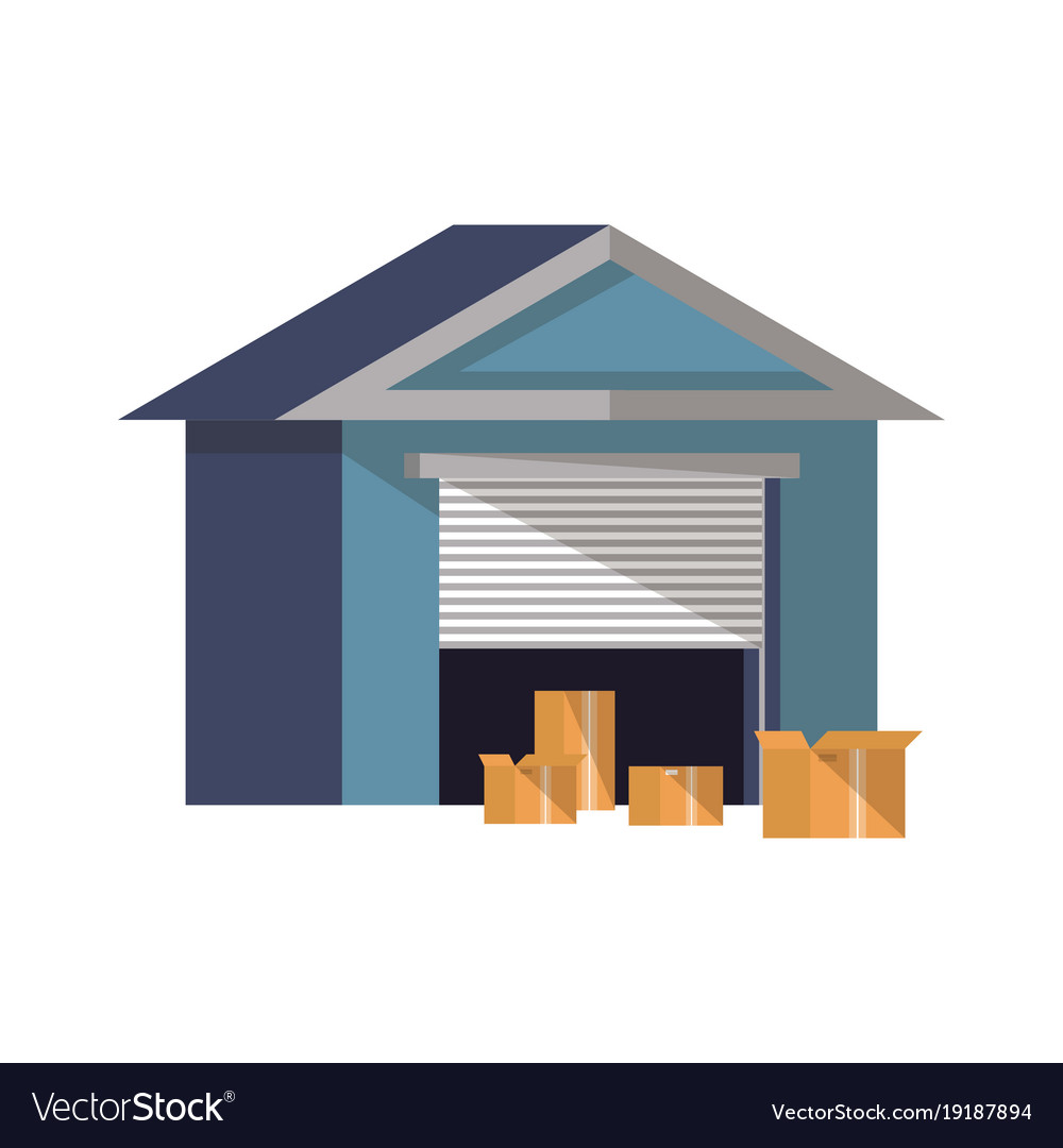 Warehouse building icon in flat design Royalty Free Vector Warehouse building icon in flat design Royalty Free Vector