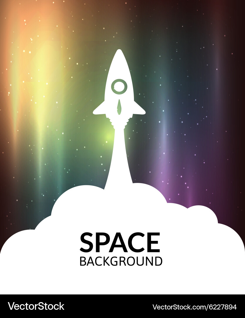 Yellow rocket and white cloud icon in flat style Vector Image