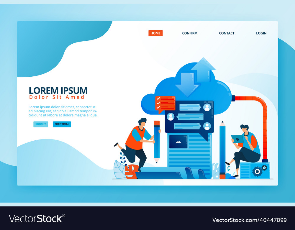 Cartoon for cloud computing-based online learning Vector Image