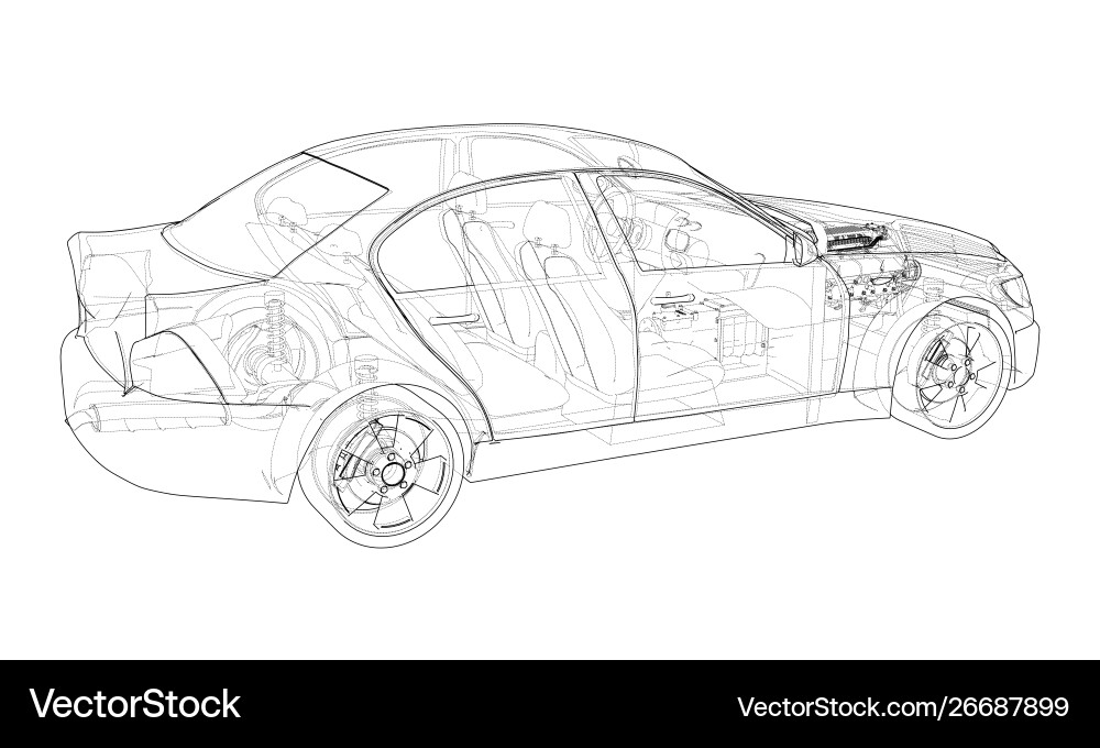 Concept car rendering 3d Royalty Free Vector Image