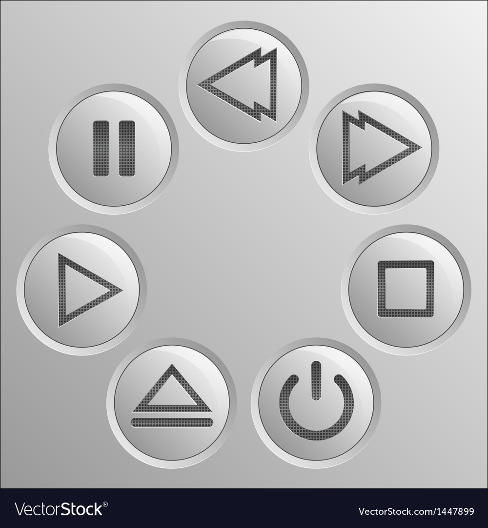Gray navigation button player set Royalty Free Vector Image