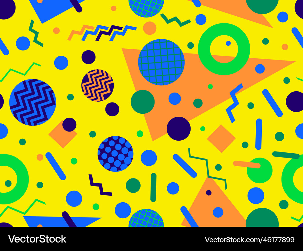Memphis seamless pattern with geometric shapes Vector Image