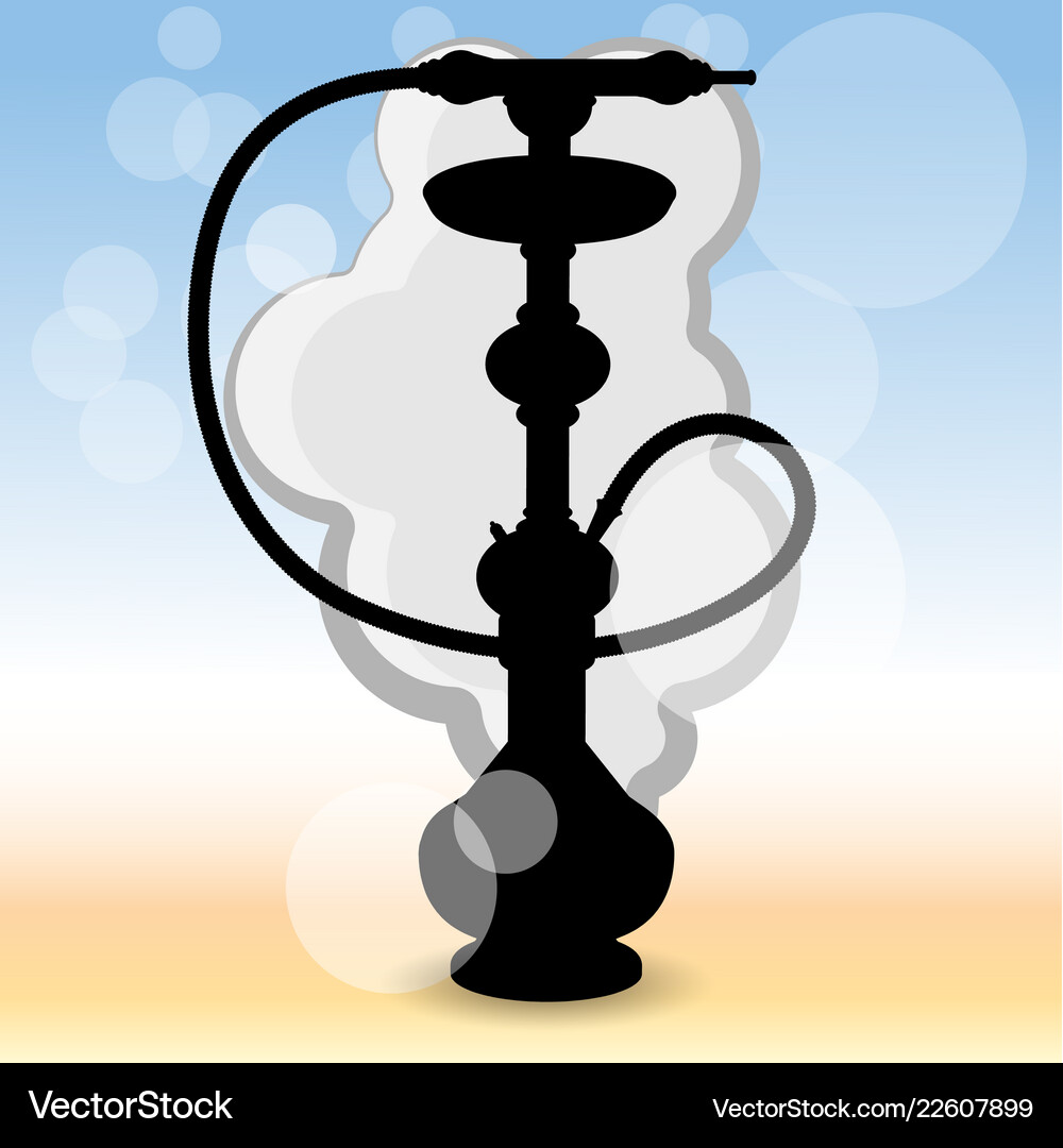 Realistic silhouette hookah on blured Royalty Free Vector