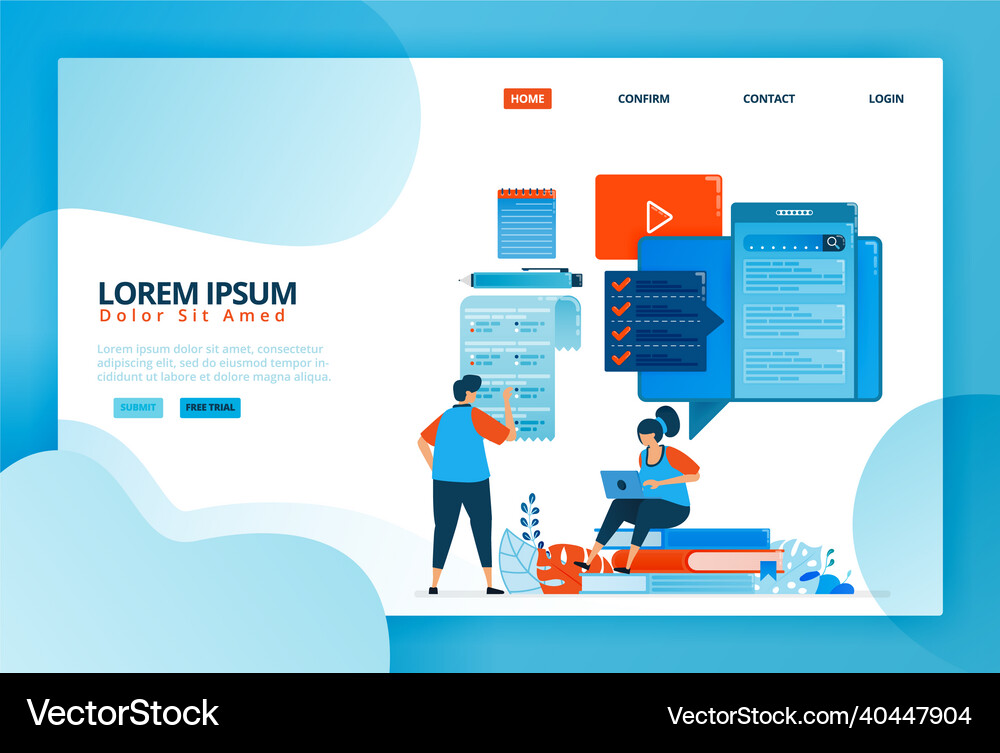 Cartoon for online learning and exam via mobile Vector Image