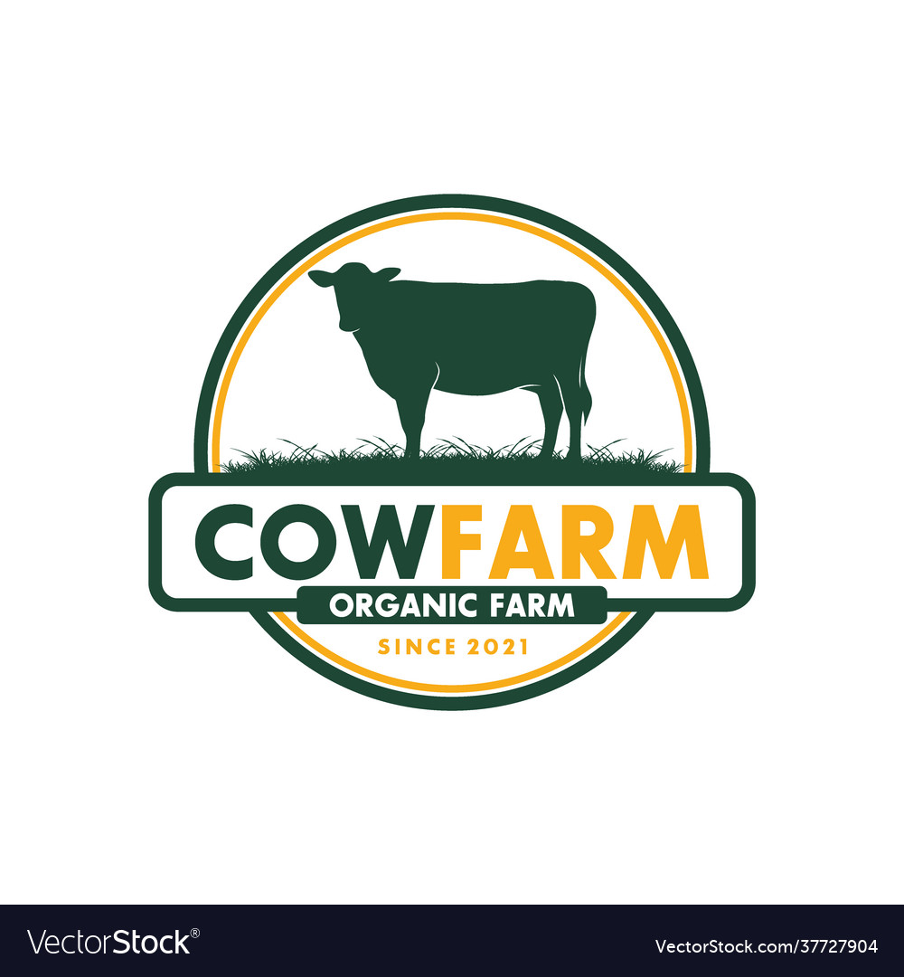 Cow farm logo vintage cattle angus beef Royalty Free Vector