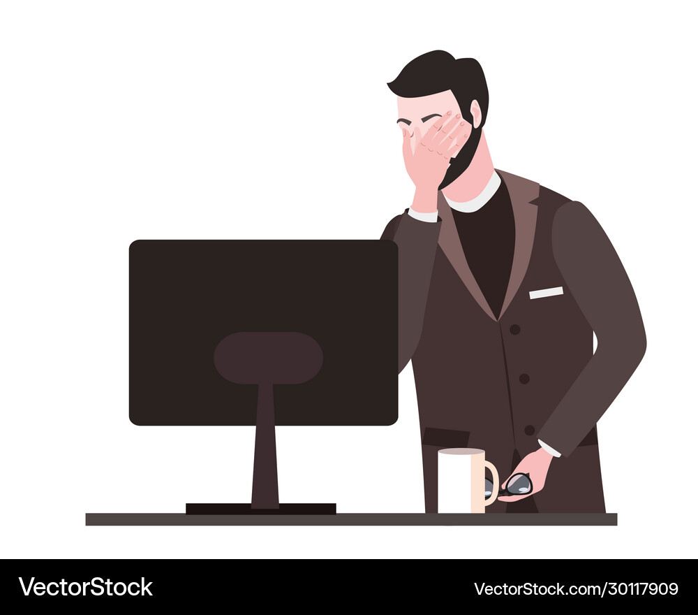Businessman with facepalm gesture headache Vector Image