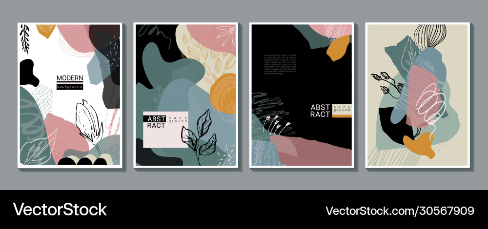 Collection four trendy creative cards Royalty Free Vector