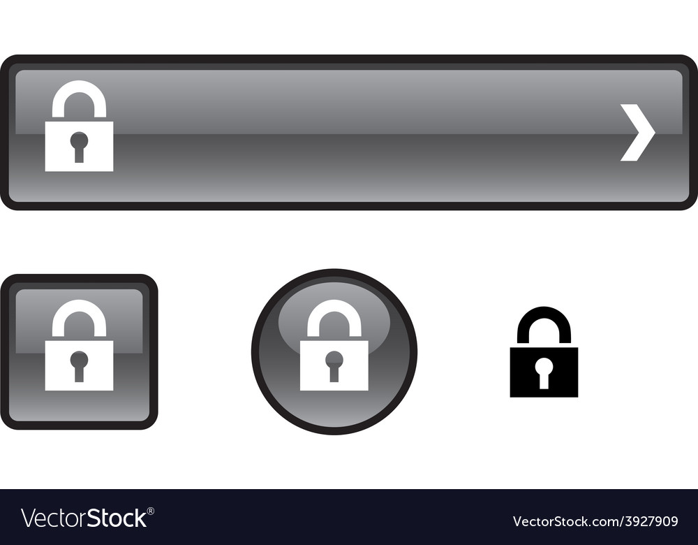 Padlock button set Royalty Free Vector Image - VectorStock
