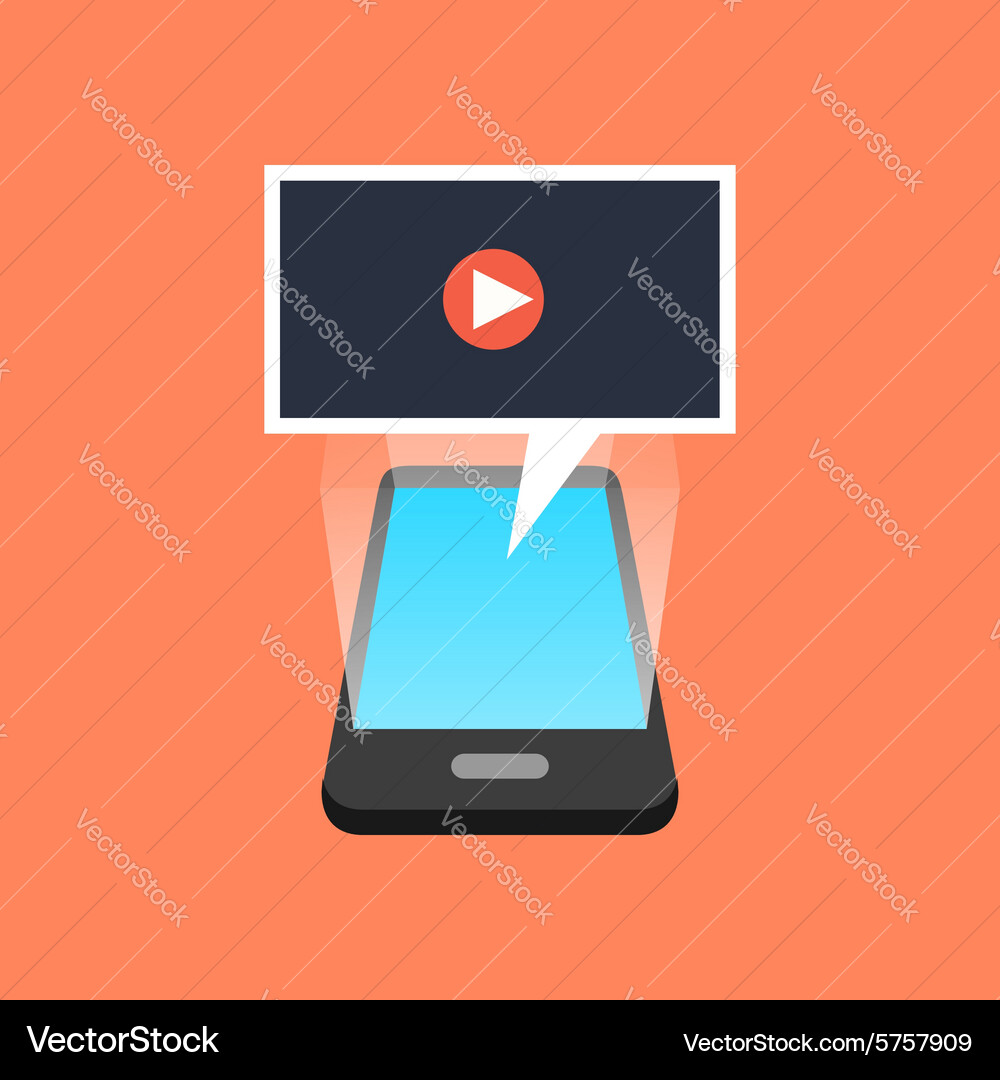 Smartphone playing video concept isometric design Vector Image