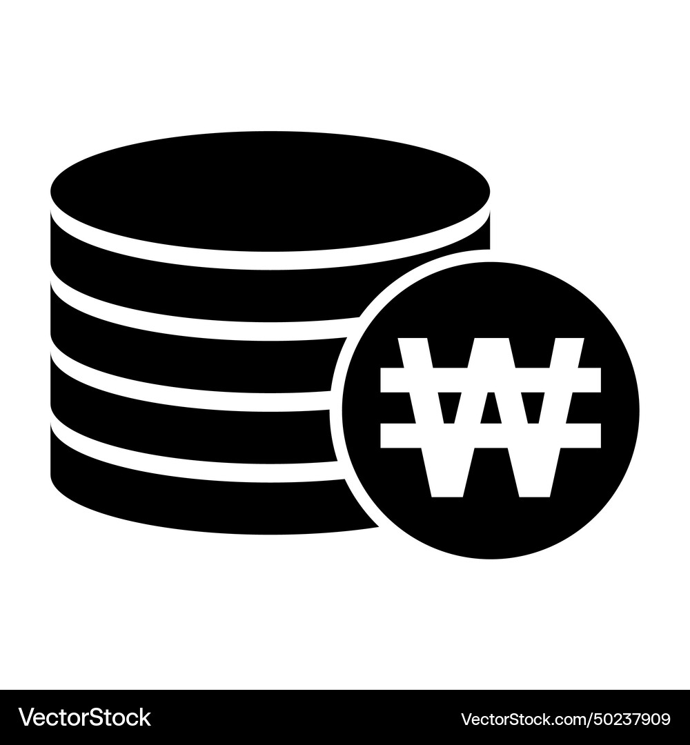 Won stack coin flat icon money design cash sign Vector Image
