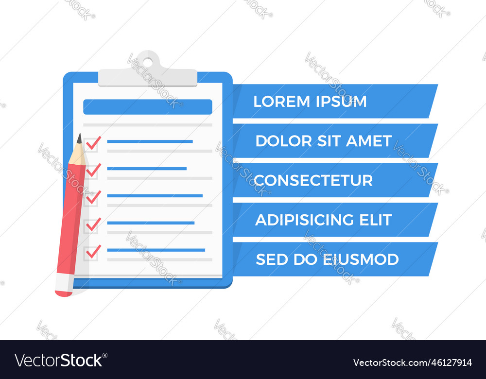 Check list with red pencil Royalty Free Vector Image