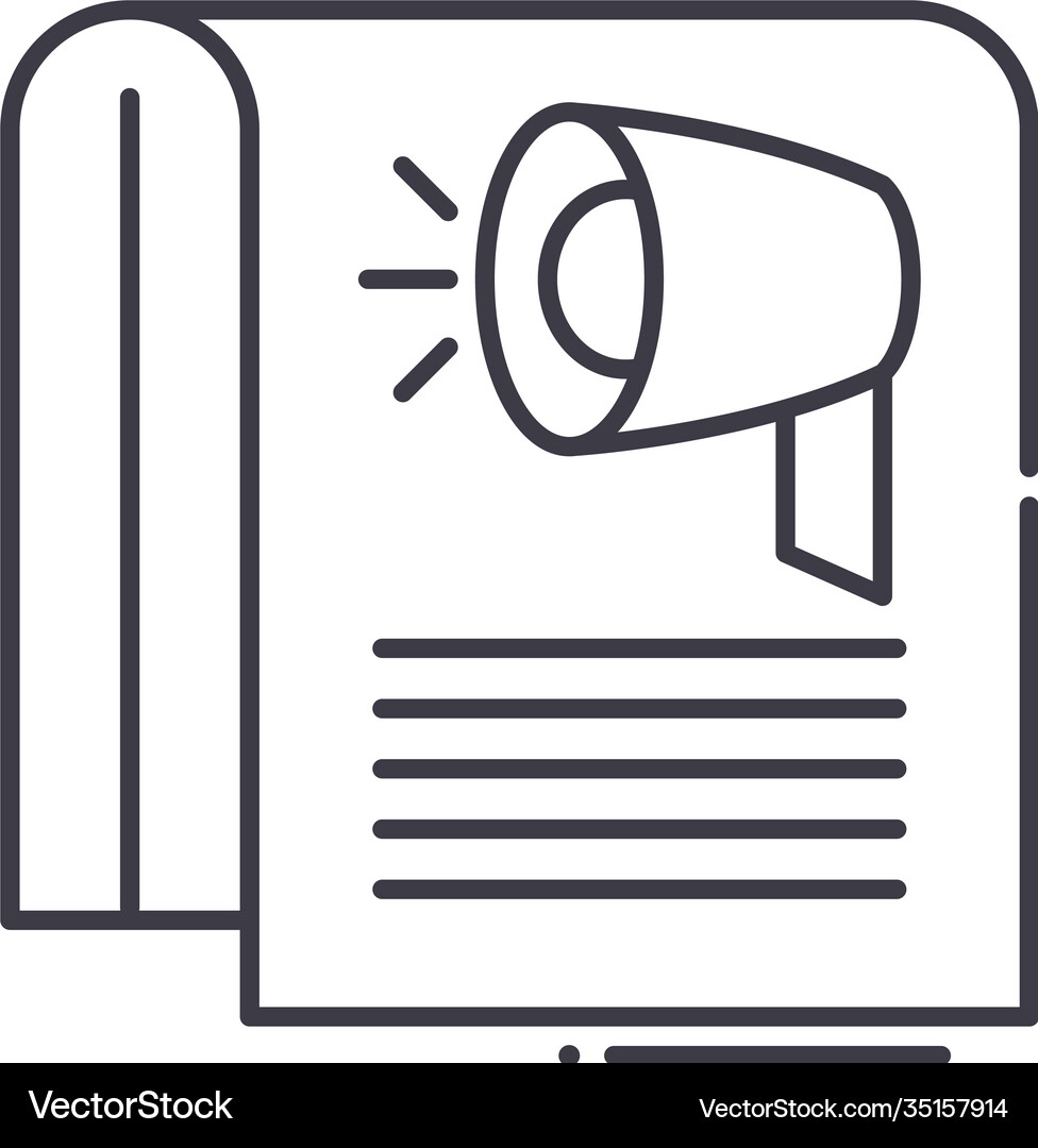 Newspaper advertisement icon linear isolated Vector Image