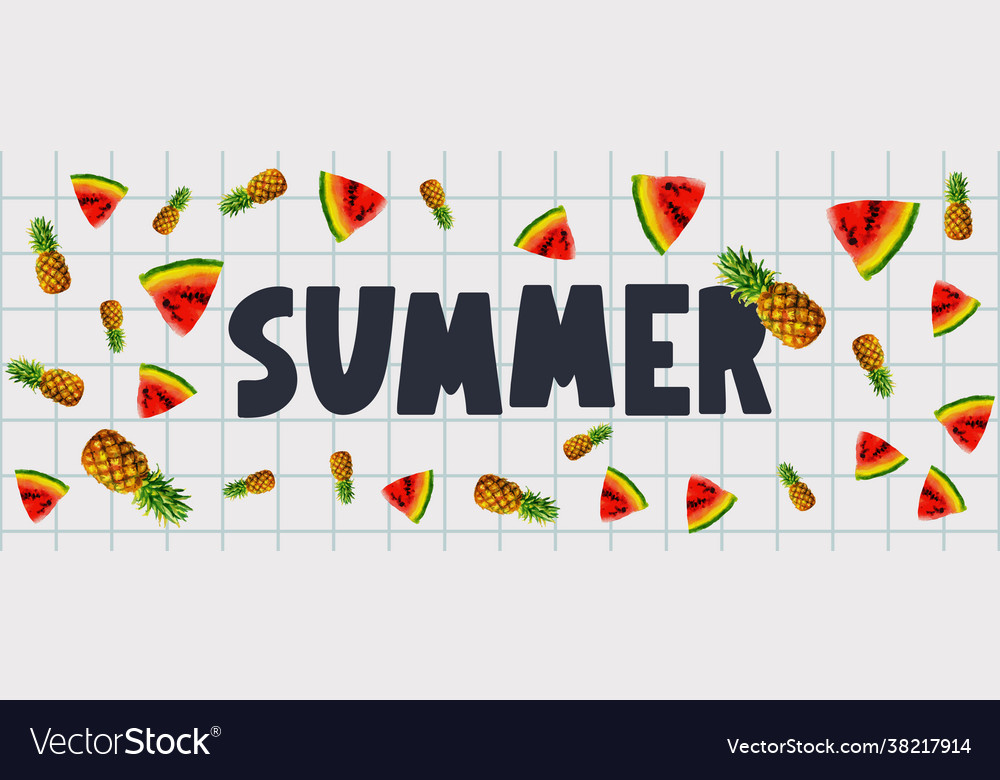 Summer sale banner with fruits watermelon letter Vector Image