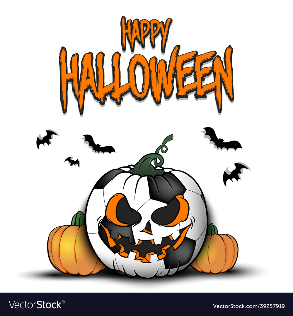 Happy Halloween Soccer Ball As Pumpkin Royalty Free Vector