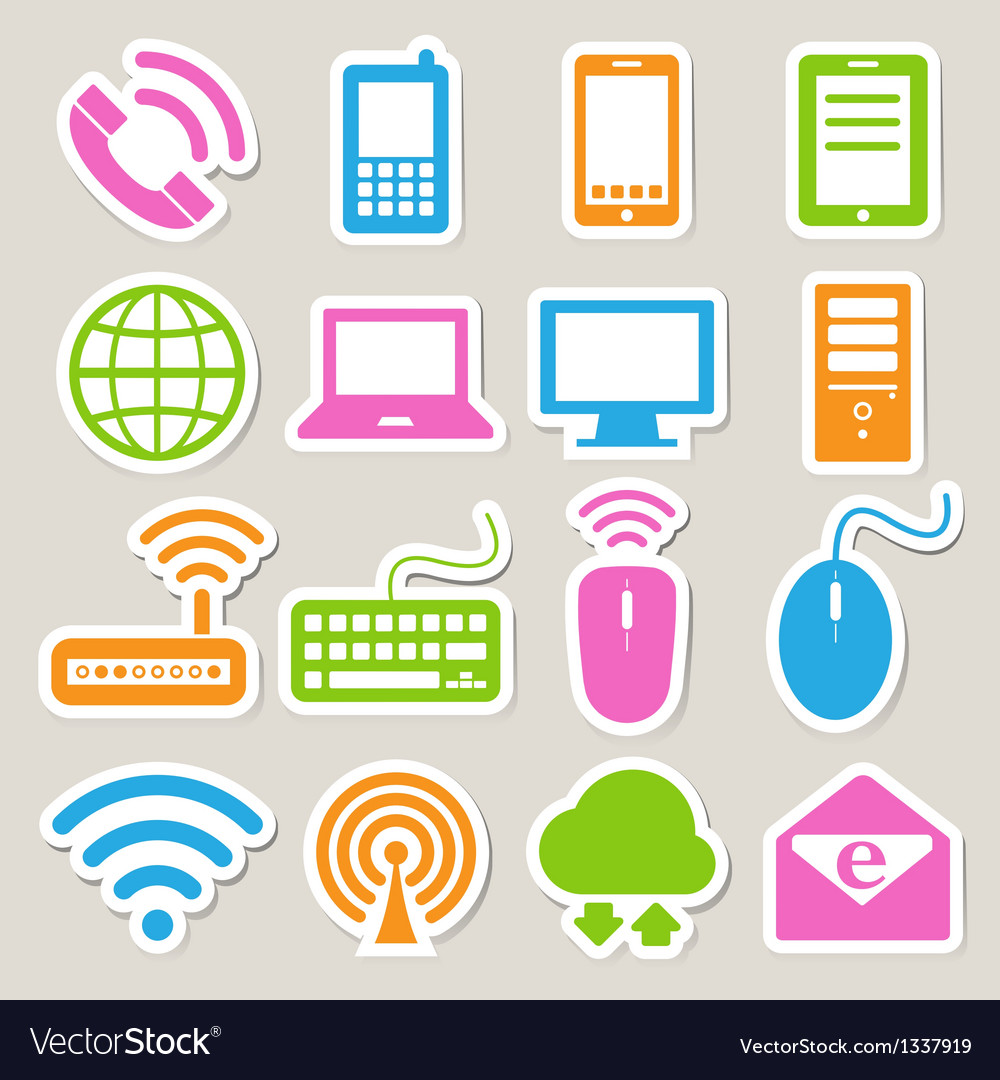 Icon set mobile devices computer and network c Vector Image