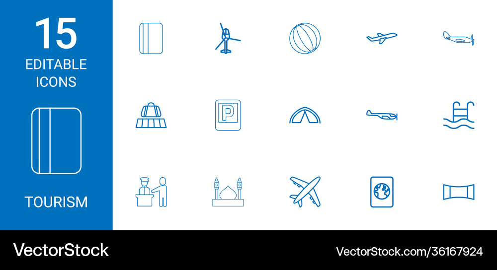 15 tourism icons Royalty Free Vector Image - VectorStock